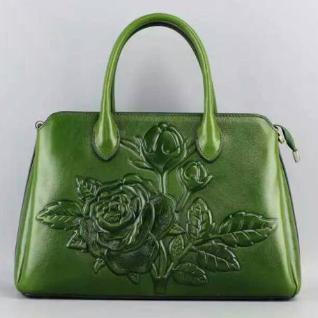 Floral Embossed Leather Handbag blue handbags LH1798_7 Colors